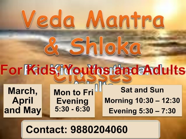 Summer camp veda mantra classes | PPT