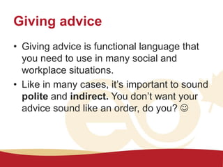 Summer course w3 expressing_advice | PPT