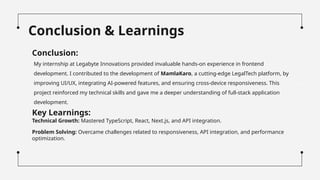 Summer Internship presentaion of my internships | PPTX