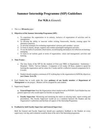 Summer internship guidelines (1) | PDF