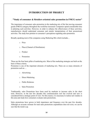 Report on mapro & fmcg sector and sales promotion | PDF