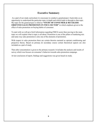 Report on mapro & fmcg sector and sales promotion | PDF