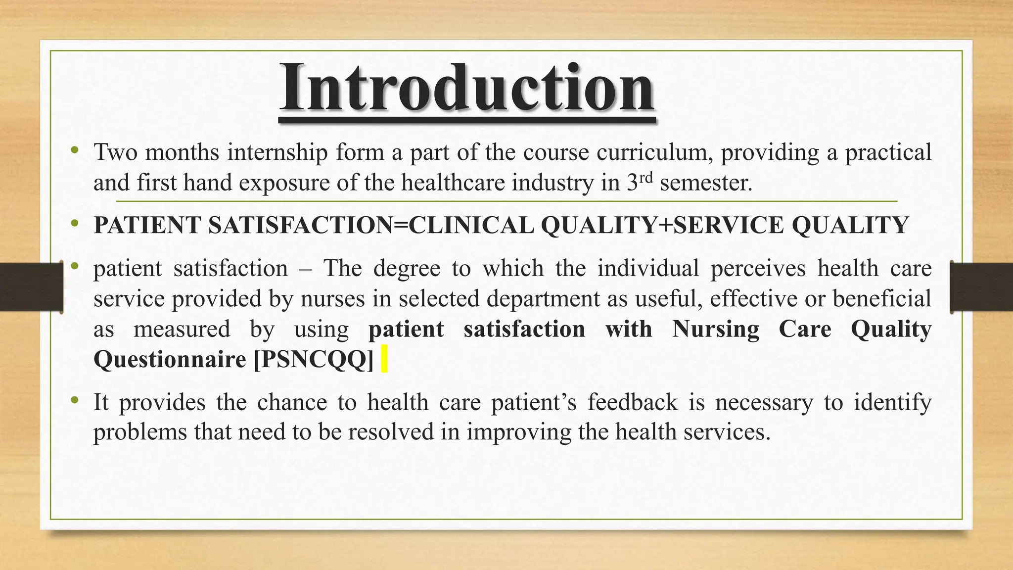 Patients satisfaction in hospital(quality + satisfaction) | PPT