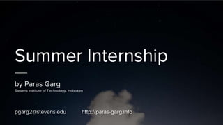 Summer Internship (Presentation) | PPTX