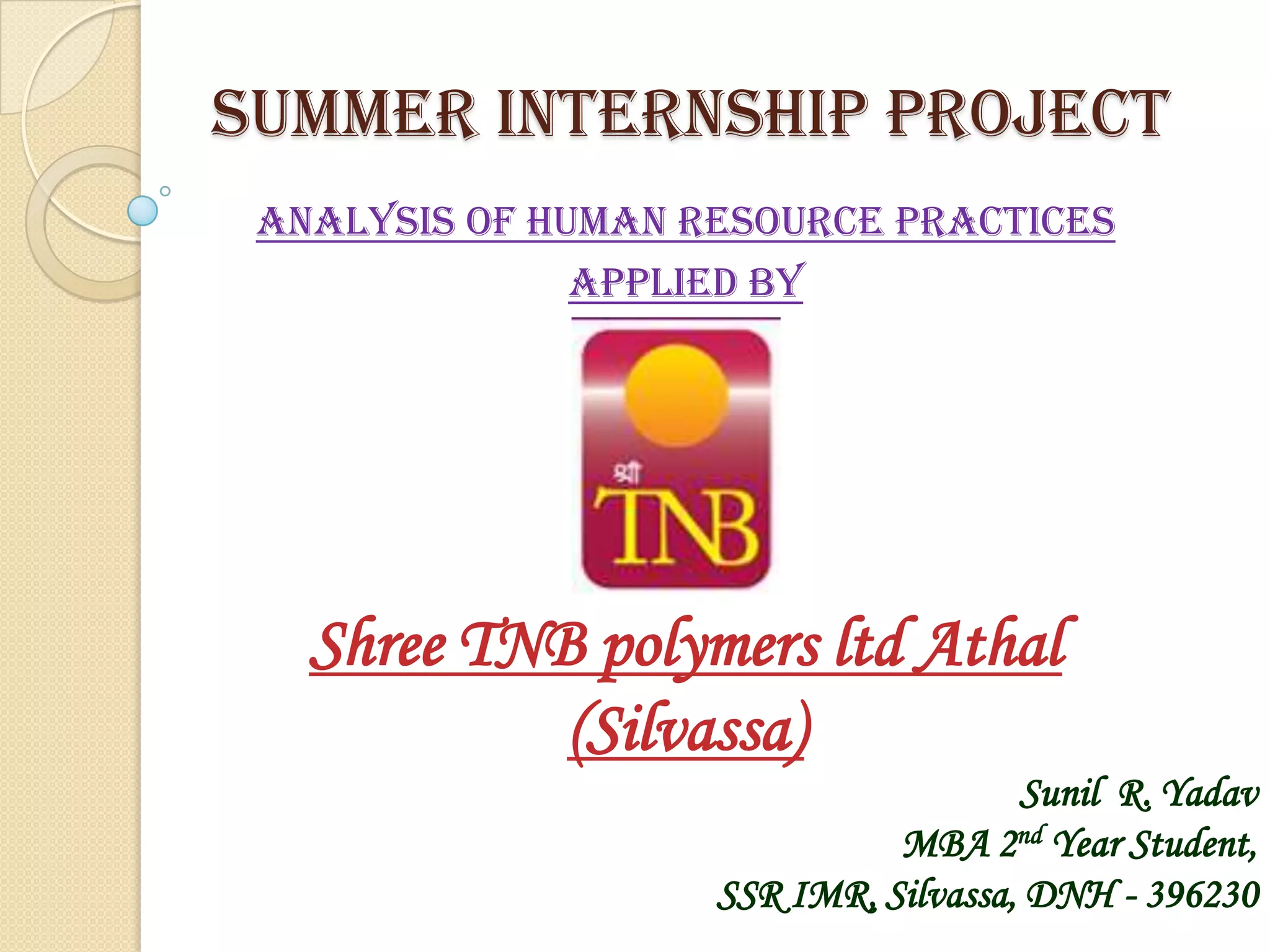Summer internship project | PPTX