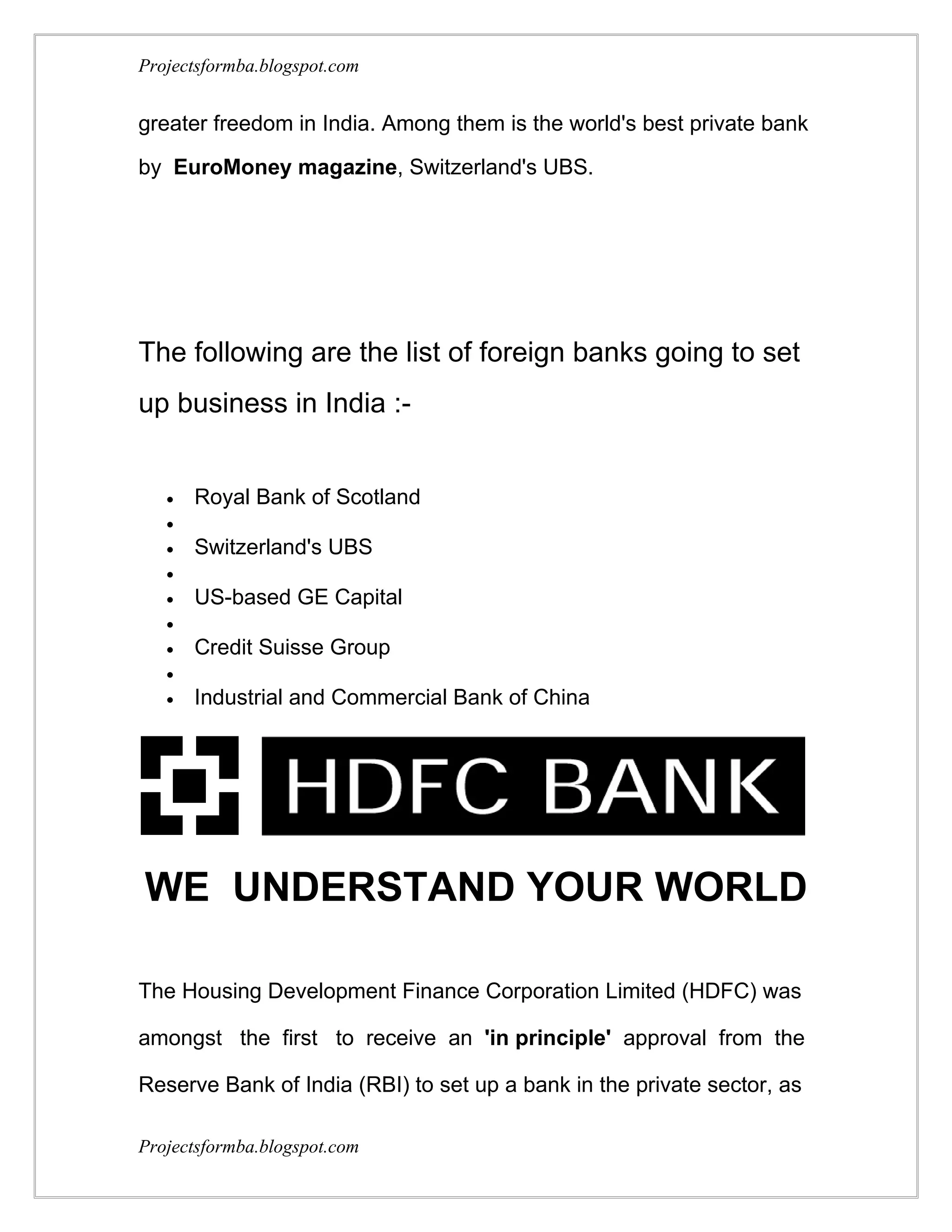 Summer internship project on hdfc | DOC