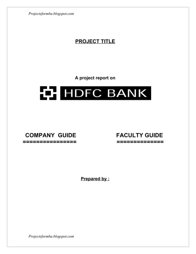 Summer internship project on hdfc | DOC | Business Banking & Finance ...