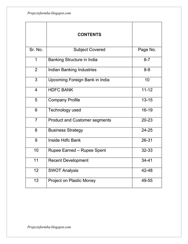 Summer internship project on hdfc | DOC | Business Banking & Finance ...