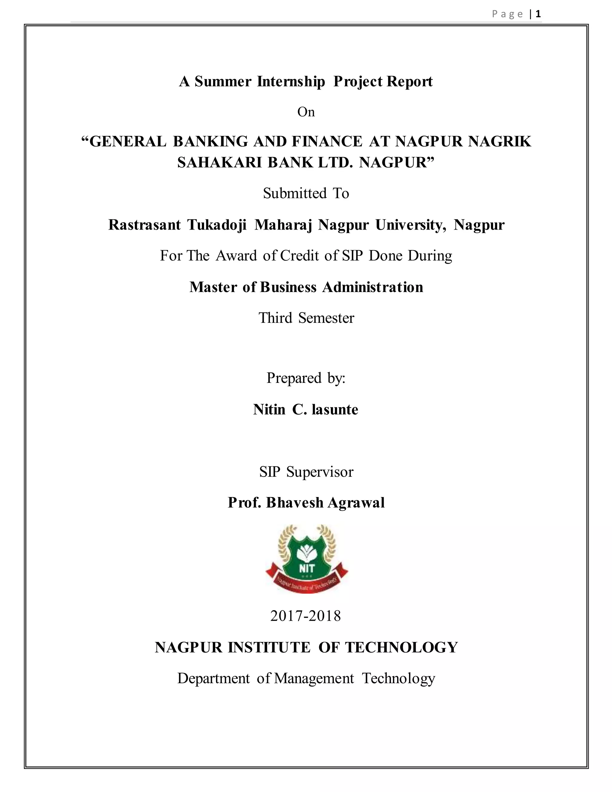 Summer internship project report 1 2 | DOCX