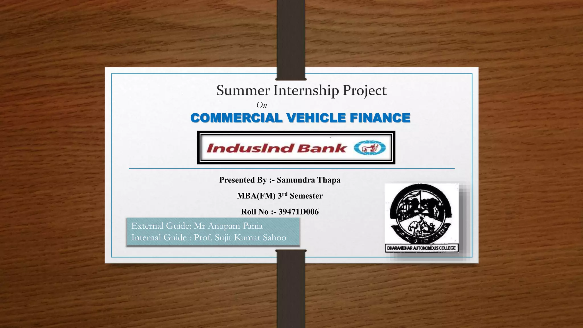 Summer internship project report ppt | PPT