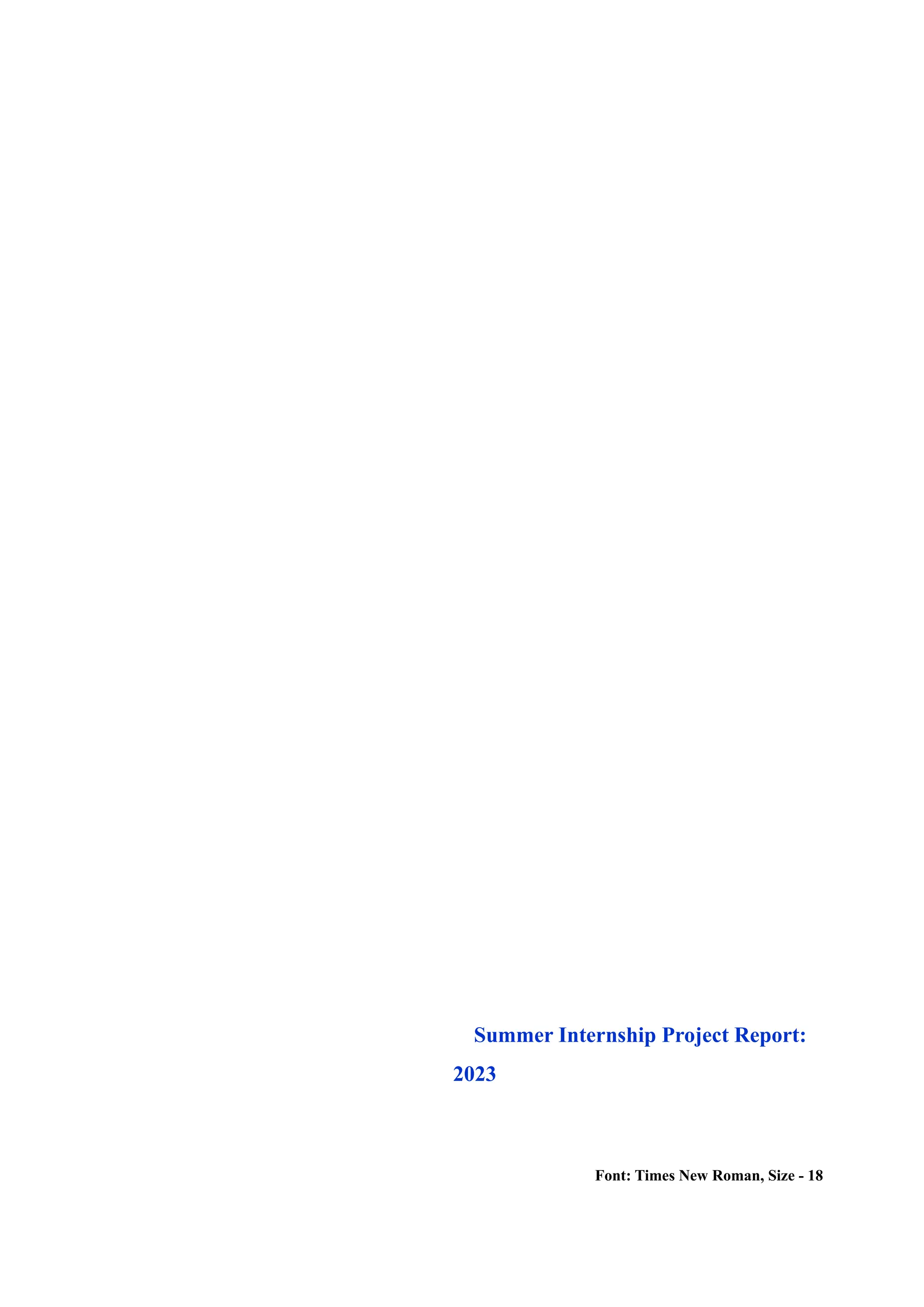 Summer Internship Project Report Template.docx | Free Download