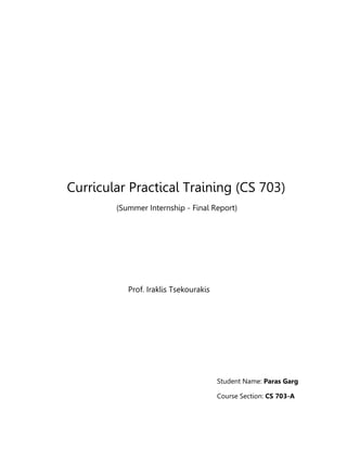 Summer Internship (Report) | PDF