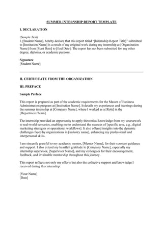Summer Internship Report Template.pdfbbbb | PDF