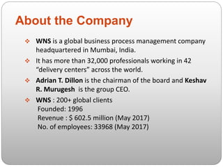 Summer internship @ wns global services | PPTX