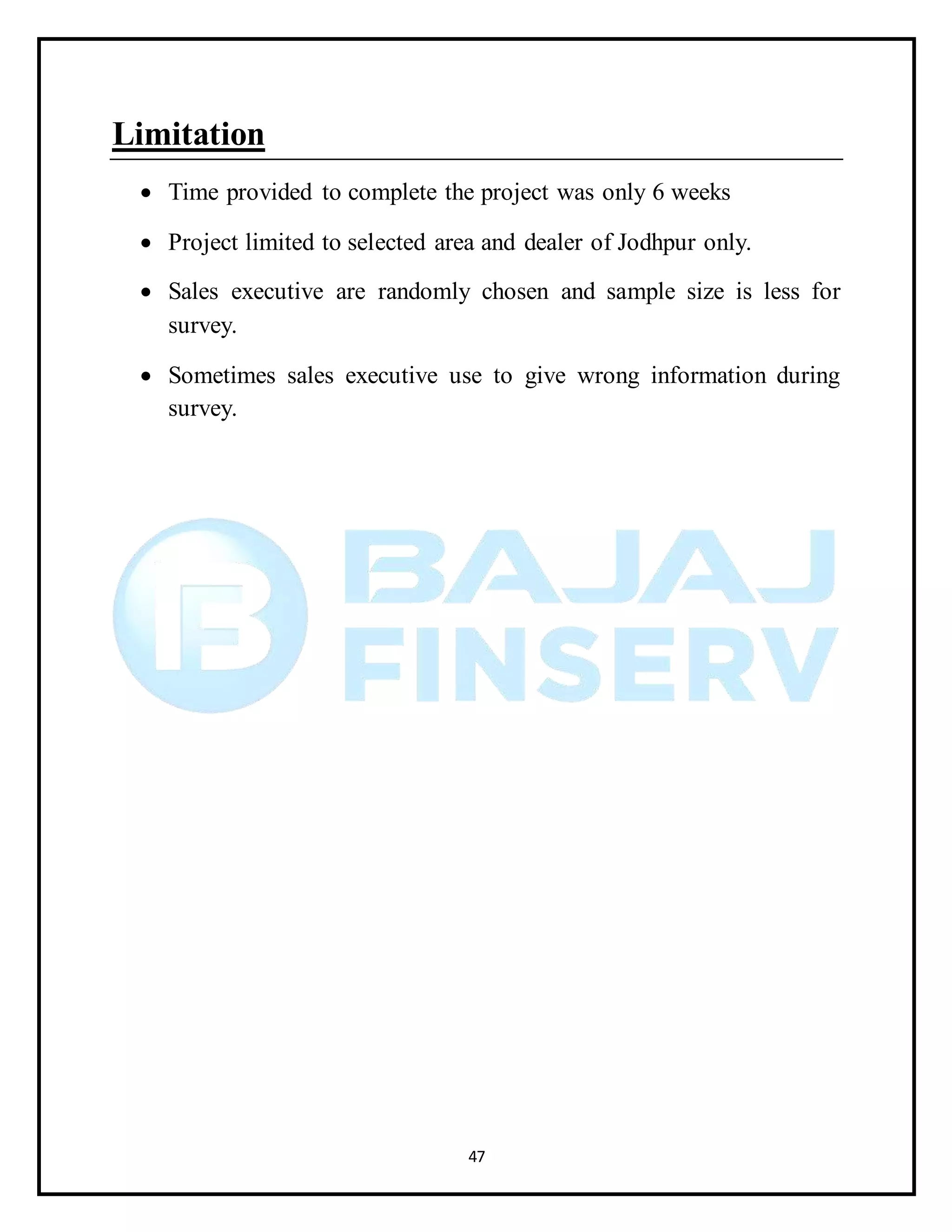 Summer intership project bajaj finserv | DOCX