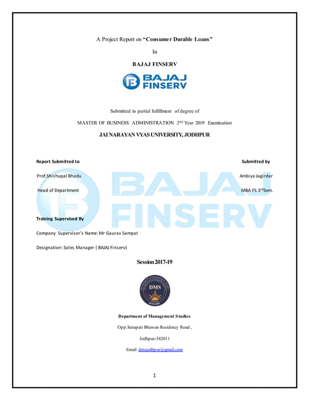 Summer intership project bajaj finserv | DOCX | Automotive Industry | Industries