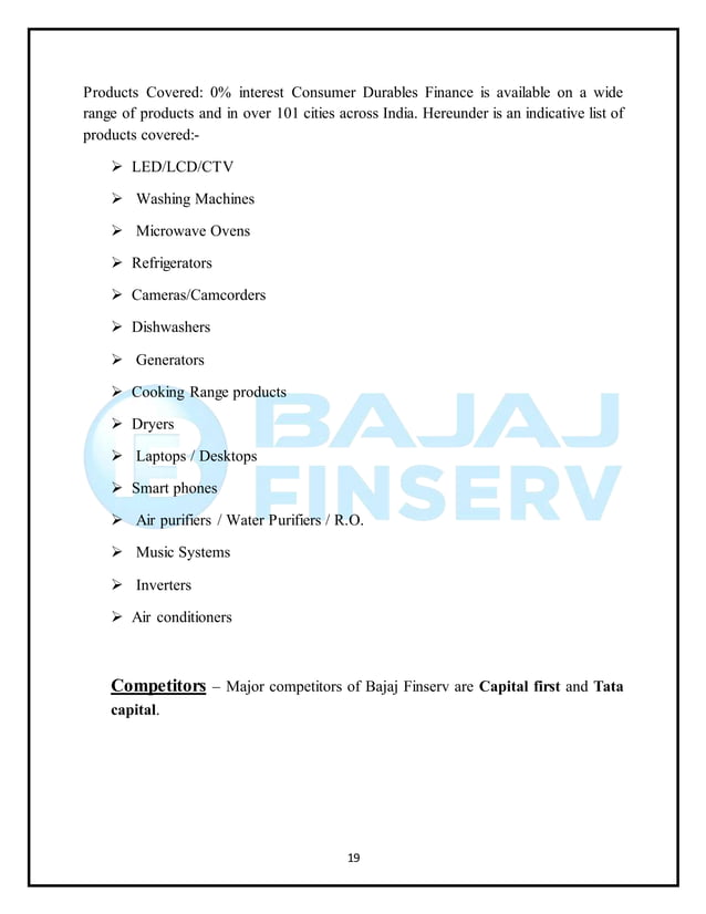 Summer intership project bajaj finserv | DOCX | Automotive Industry ...