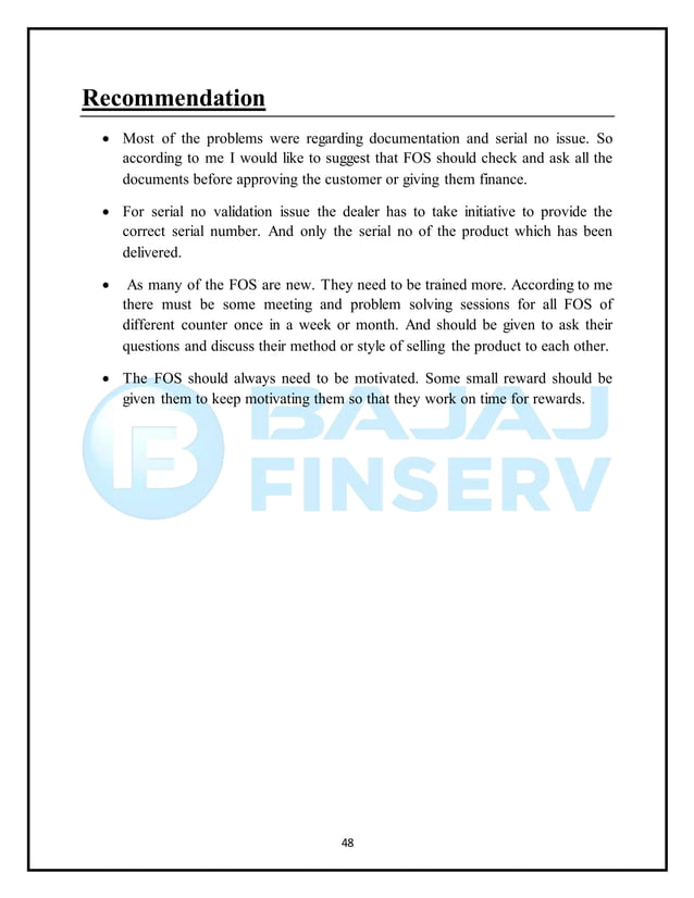 Summer intership project bajaj finserv | DOCX | Automotive Industry | Industries