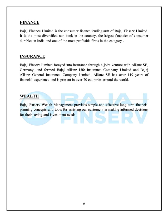 Summer intership project bajaj finserv | DOCX | Automotive Industry | Industries