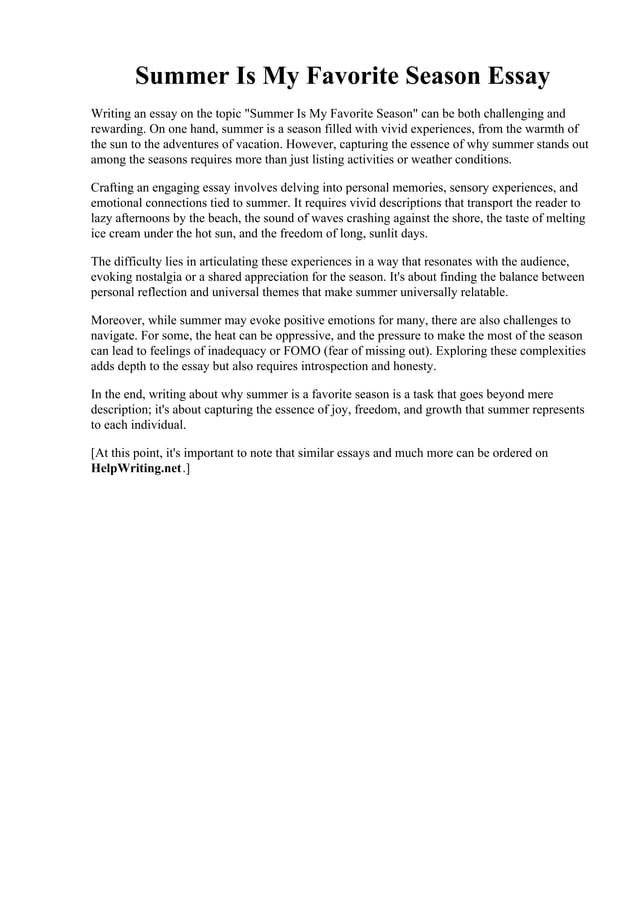 Summer Is My Favorite Season Essay.pdf | Green Vehicles | Auto Type