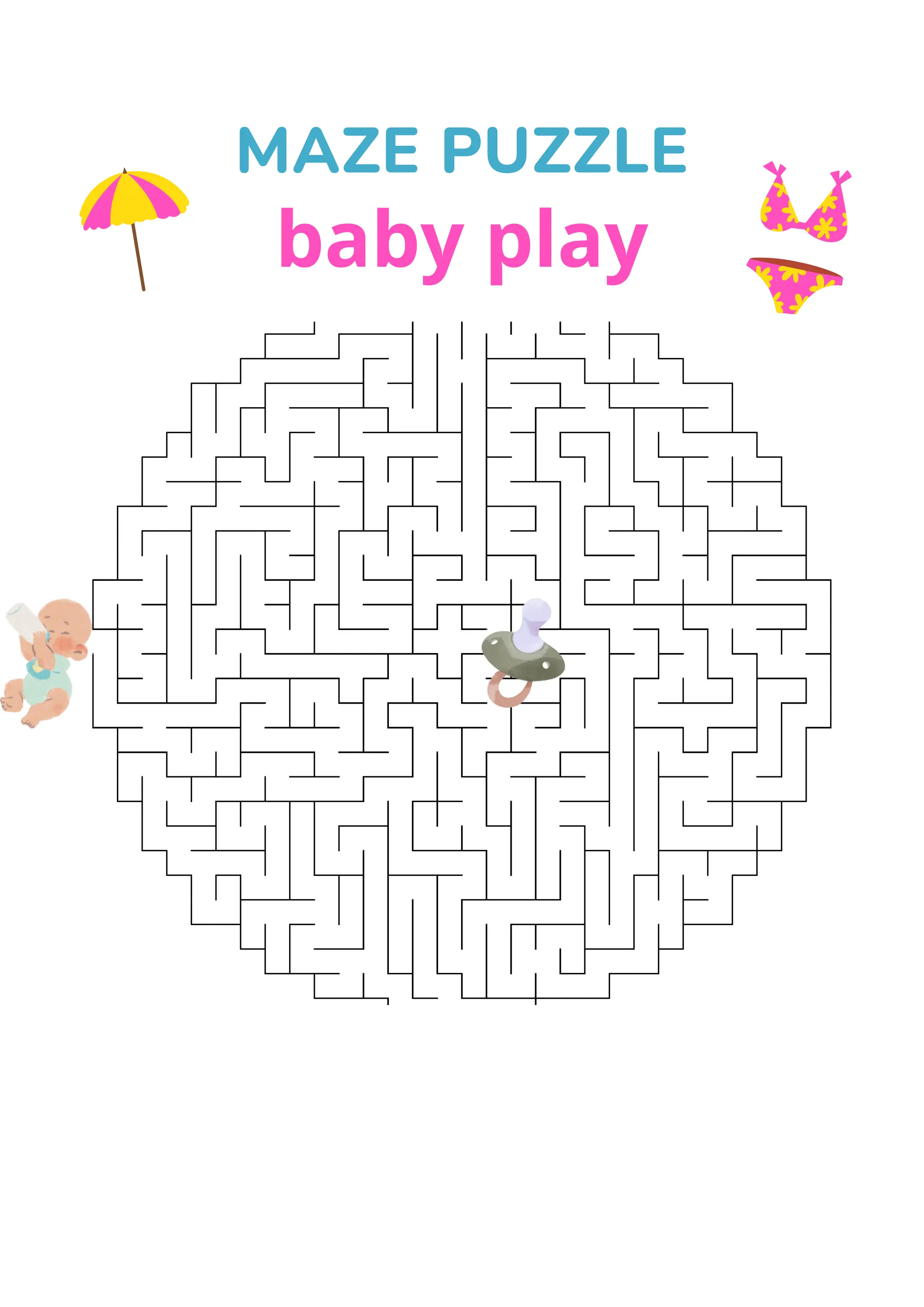 Summer Maze Puzzle Worksheets Yellow in Cute Style.pdf