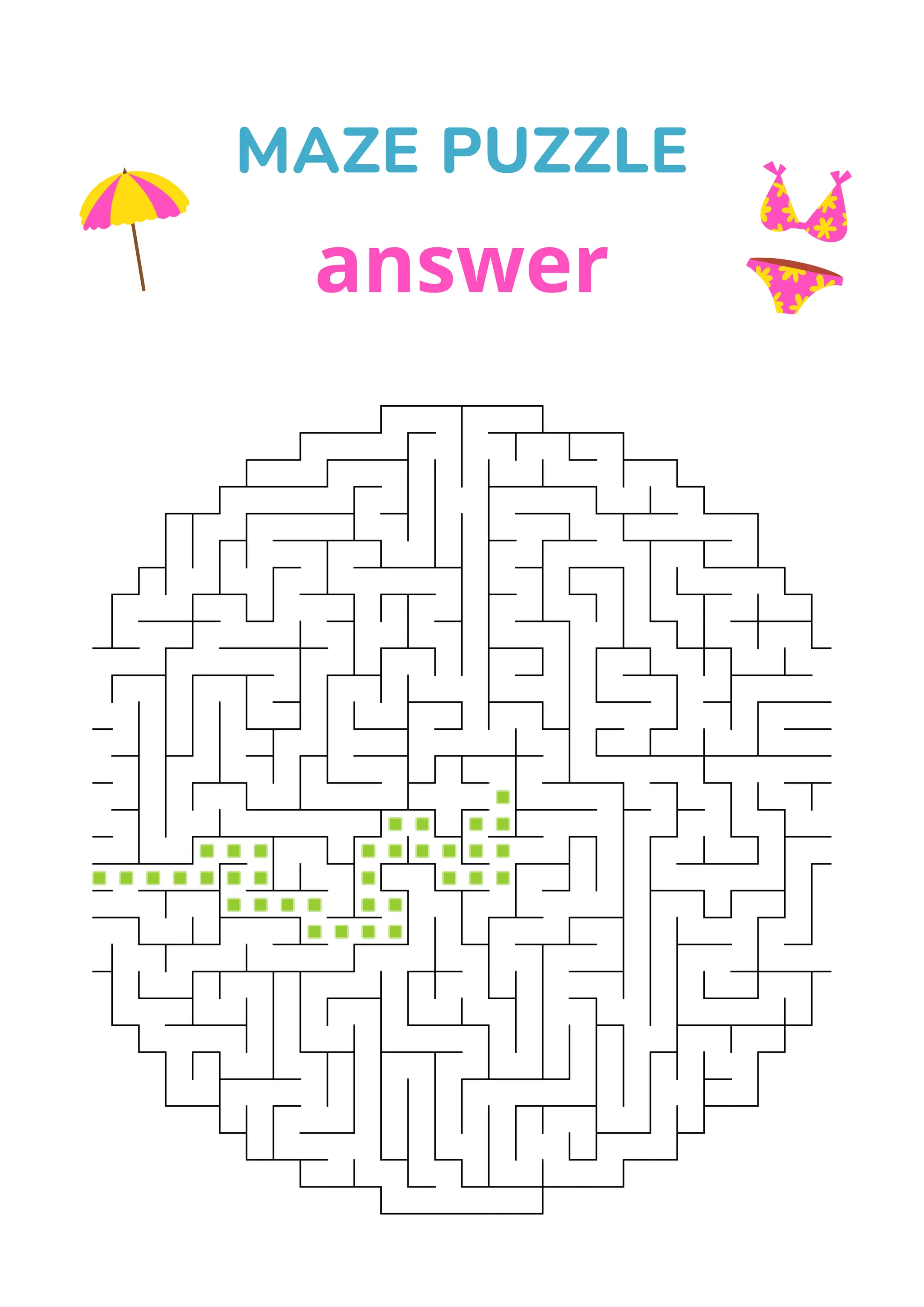 Summer Maze Puzzle Worksheets Yellow in Cute Style.pdf