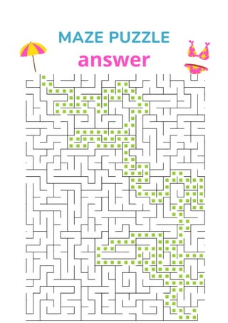 Summer Maze Puzzle Worksheets Yellow in Cute Style.pdf