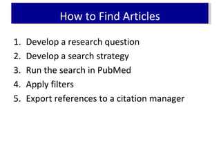 How to Conduct a Systematic Search in PubMed | PPT