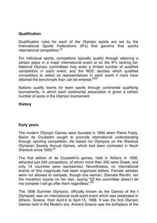 Summer olympic games | PDF