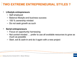 Solvay Summer School 2010 - Part 1: The Entrepreneurial Process | PPT