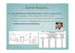 Low Coherence Interferometry: From Sensor Multiplexing to Biomedical Imaging | PDF | Physics ...