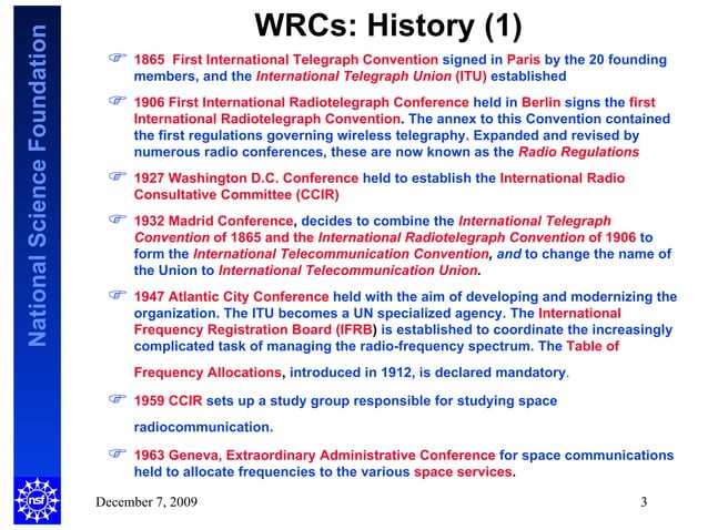 World Radiocommunication Conferences (WRCs) | PPT