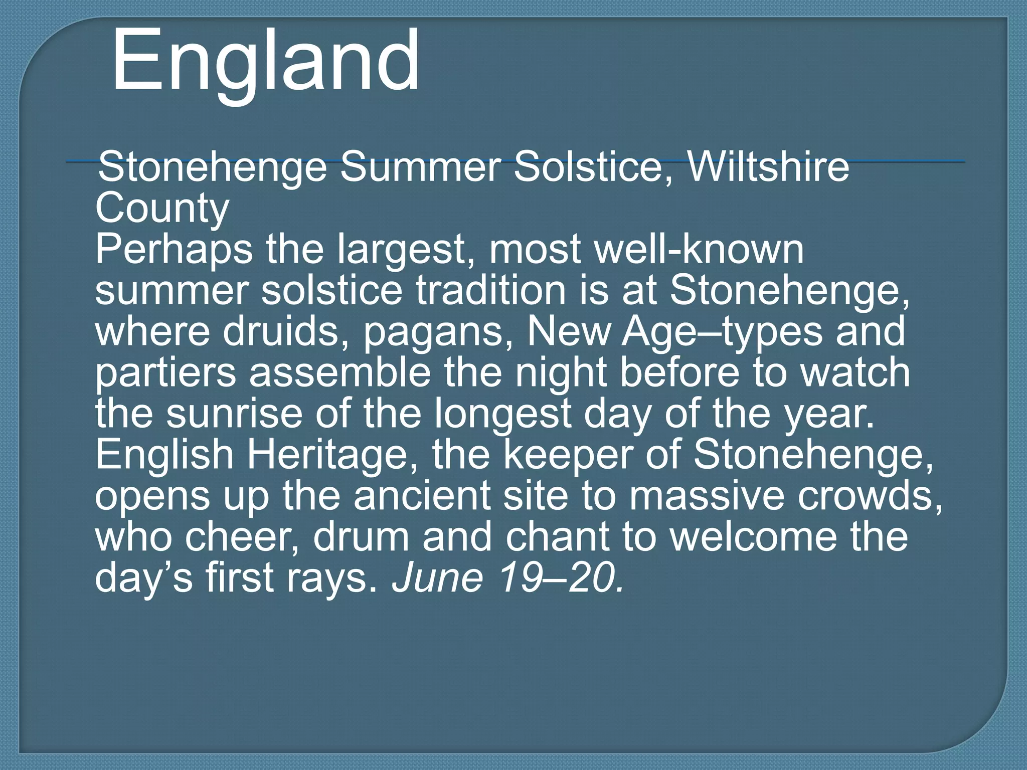 Summer solstice celebrations | PPTX