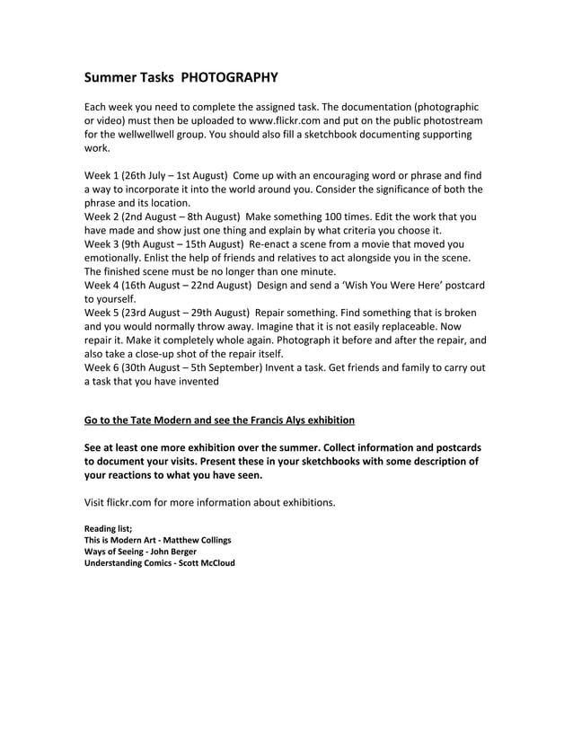 Summer tasks photography | PDF