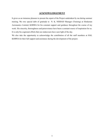 HAL KORWA SUMMER TRAINING REPORT | PDF