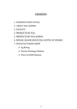 HAL KORWA SUMMER TRAINING REPORT | PDF