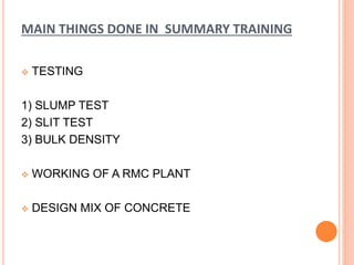 RMC Plant and its components, Testing and Design Mix | PPTX
