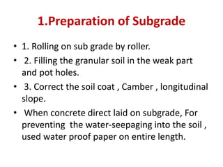 Summer training ppt on cc road construction | PPTX