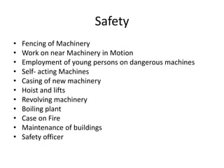 Khanna papers HRM health Safety and Welfare | PPTX