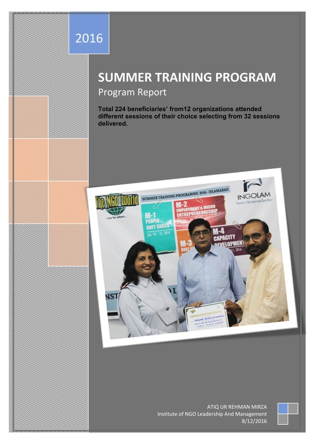 Summer Training Program 2016 - Report | PDF | Non-Profit Organizations ...