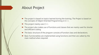 Summer Training Project.pptx | Programming Languages | Computing