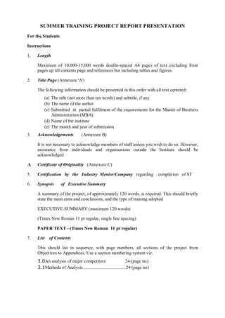 Summer training project guidelines | PDF