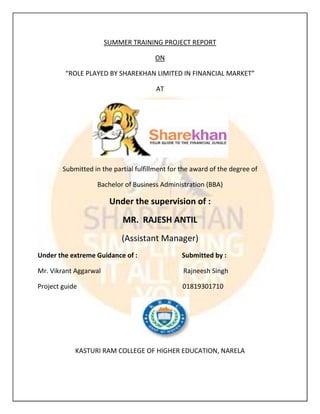 Summer training project report | DOCX