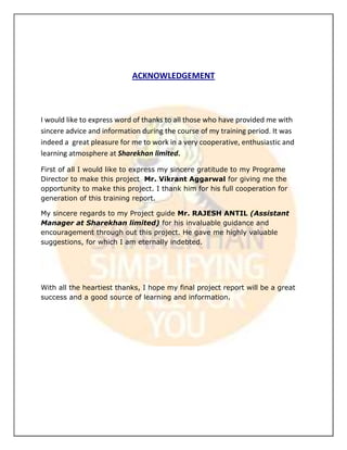 Summer training project report | DOCX