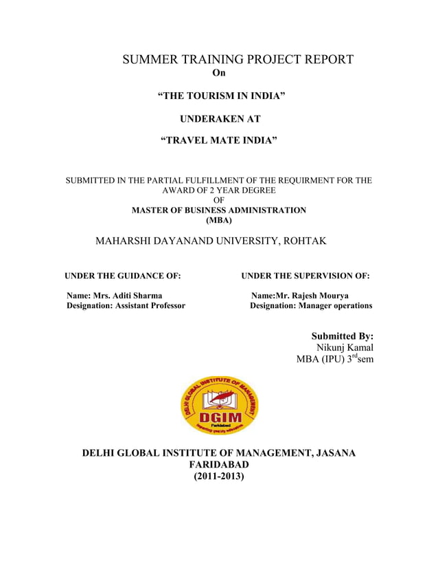 Summer training project report(mdu) | DOCX