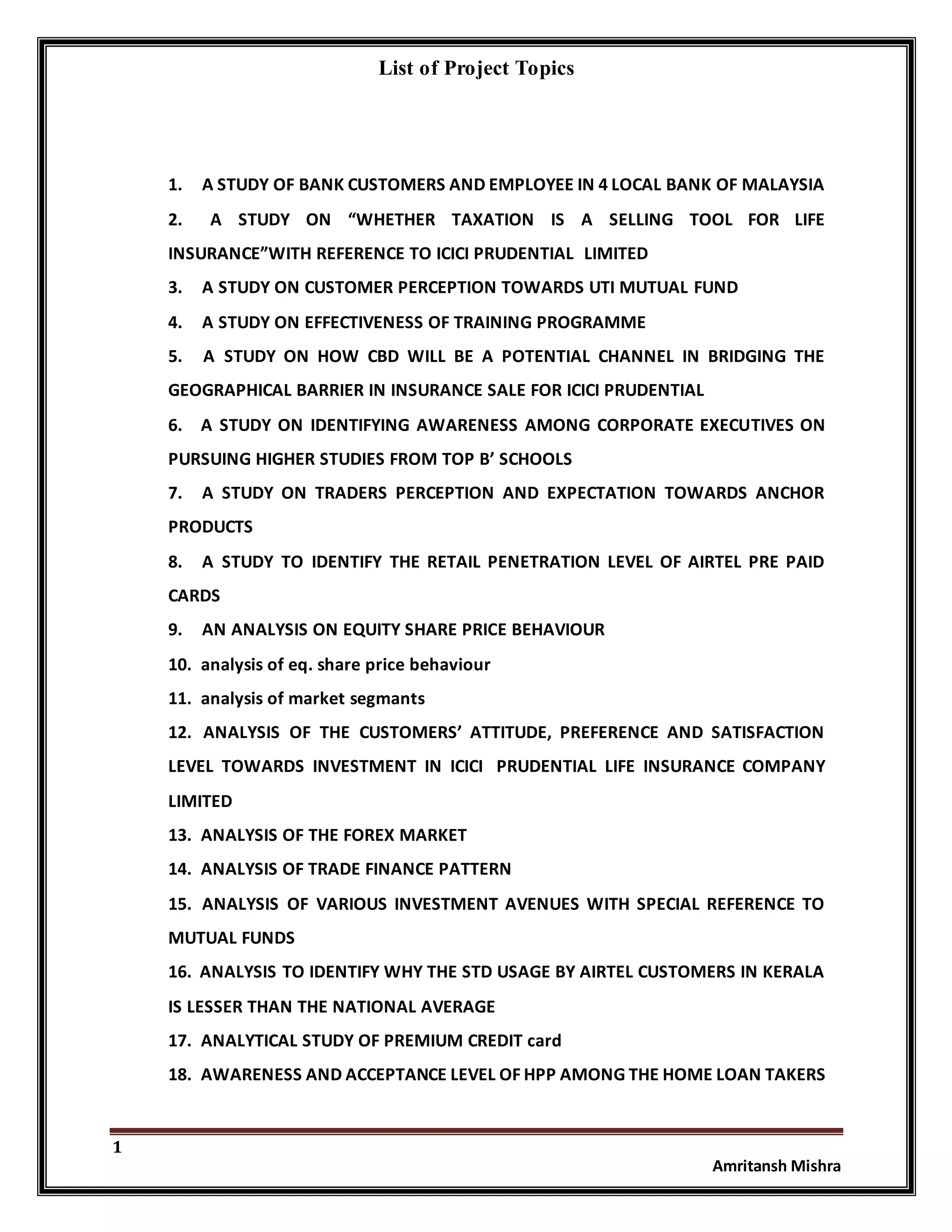 Summer training projects titles | DOCX