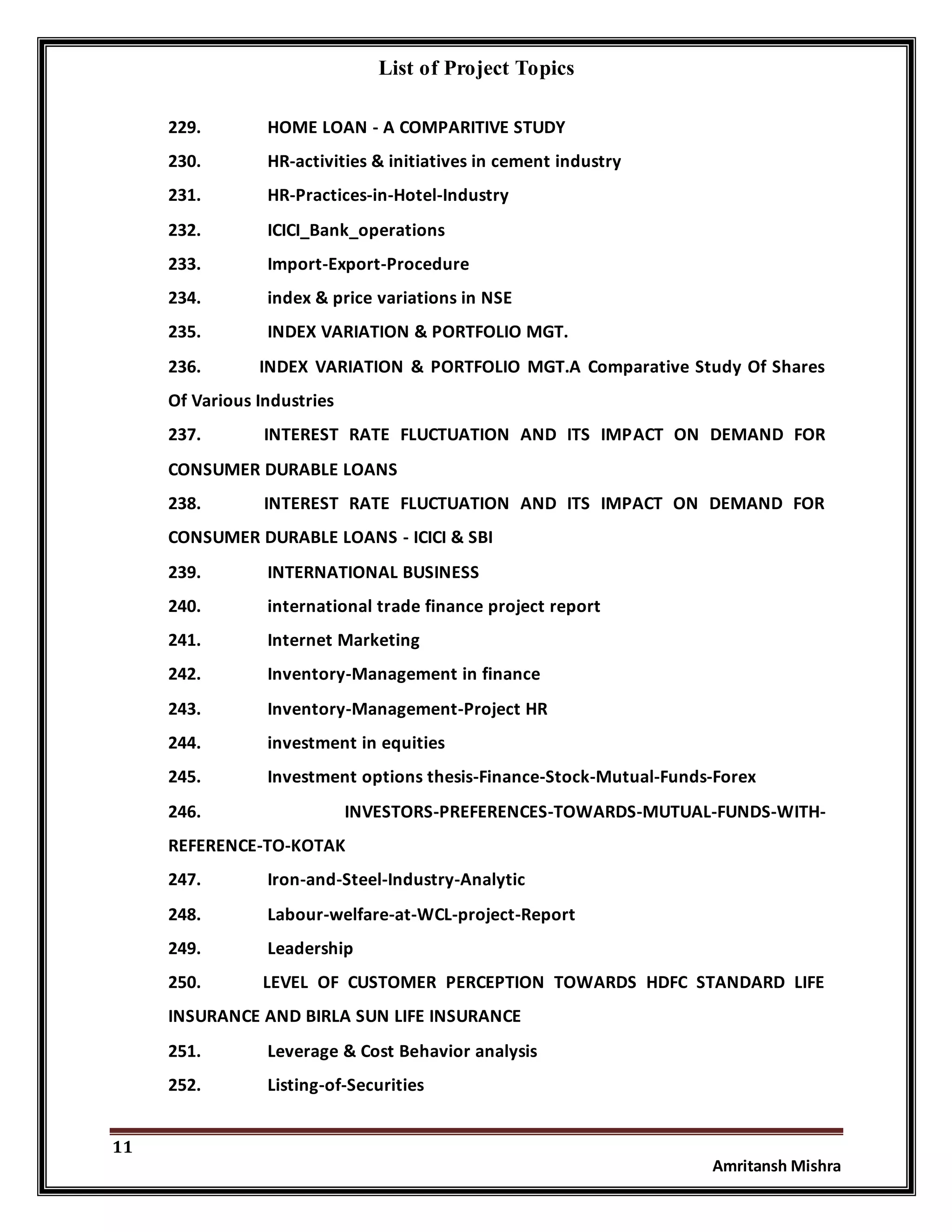 Summer training projects titles | DOCX