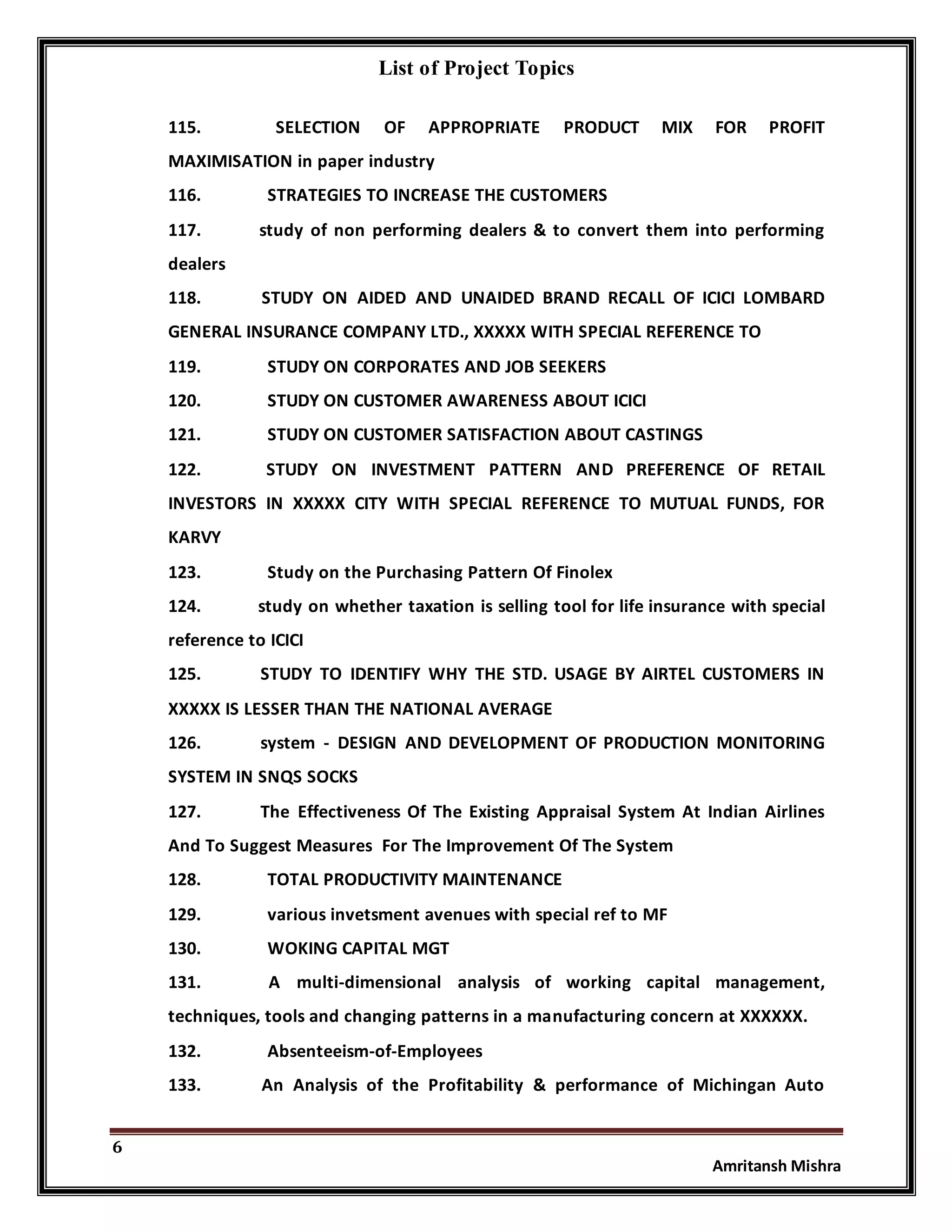 Summer training projects titles | DOCX