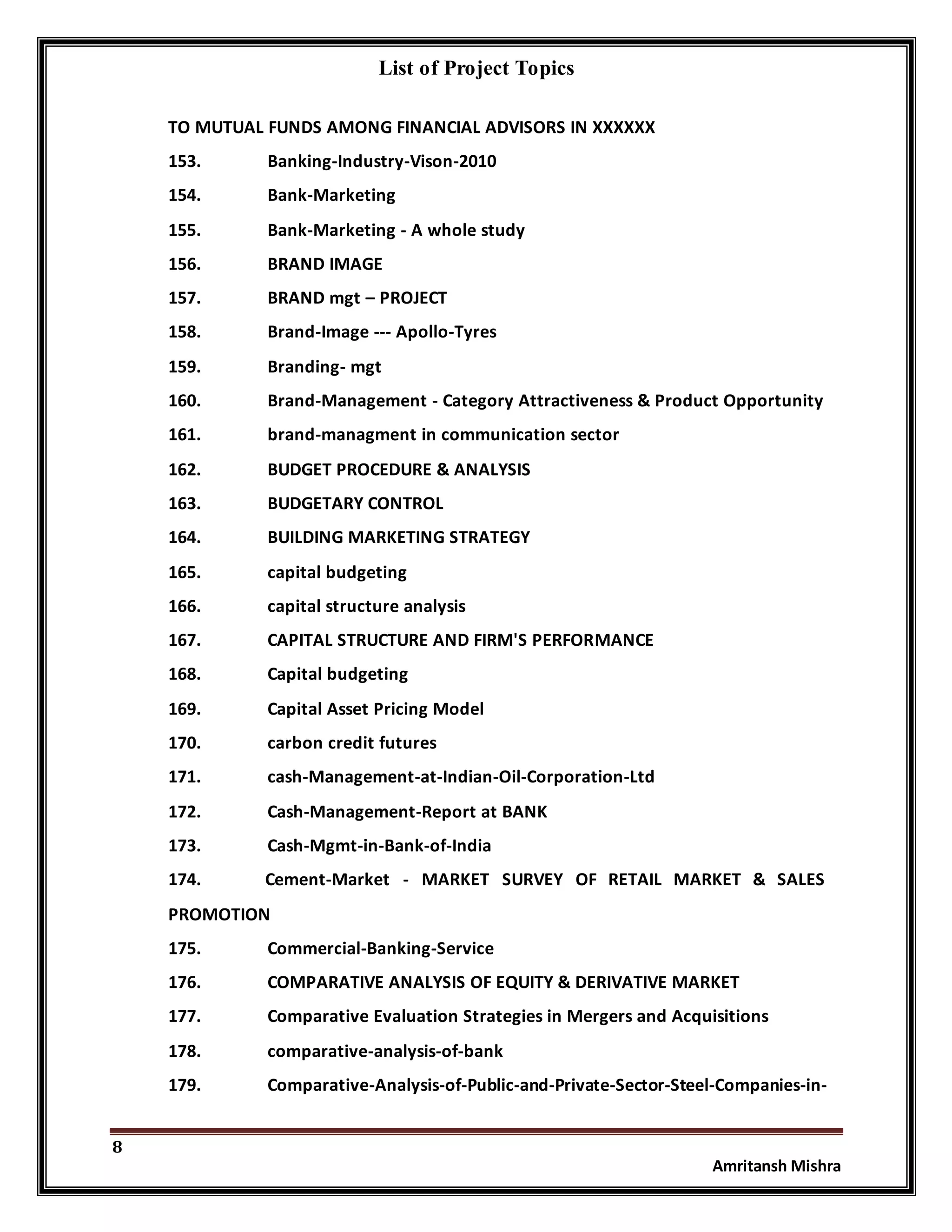 Summer training projects titles | DOCX