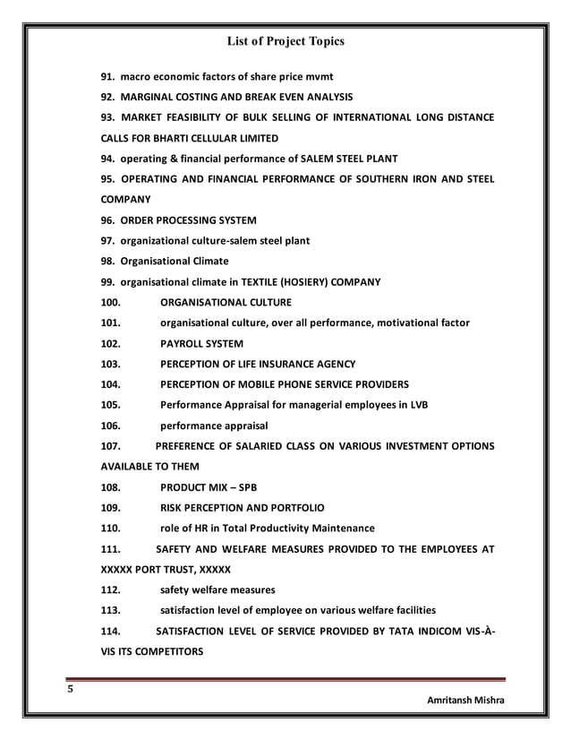 Summer training projects titles | DOCX | Business Accounting & Finance ...